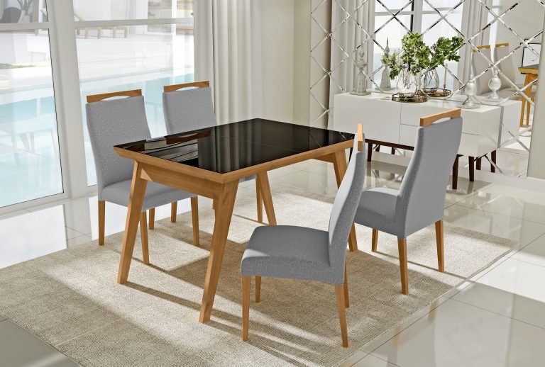 MESA EXTENSIVEL 1,20 COM VIDRO - Liptus Mesas e Cadeiras